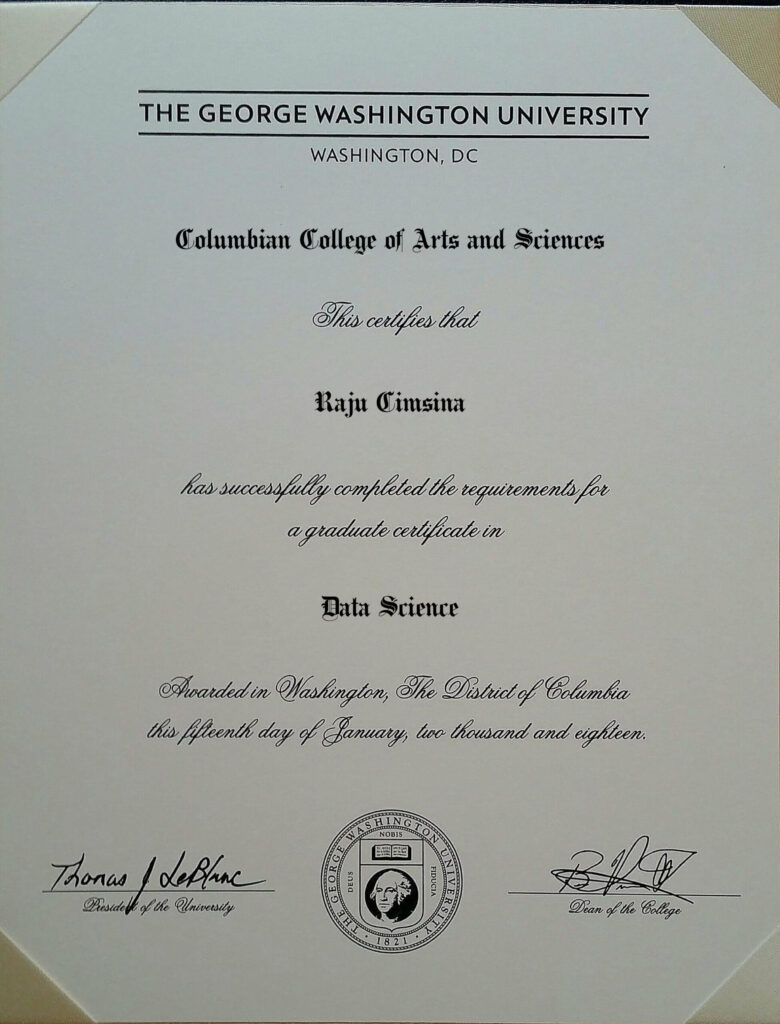 Authentic-Looking Fake Graduate Certificate From George Washington ...