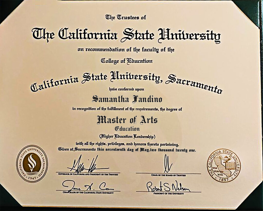 Authentic-Looking Fake Certificate From California State University, Sacramento