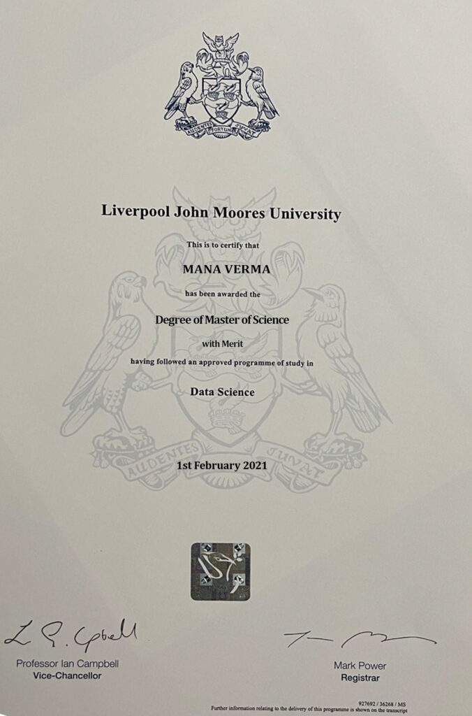 Authentic-Looking Fake Certificate From Liverpool John Moores University