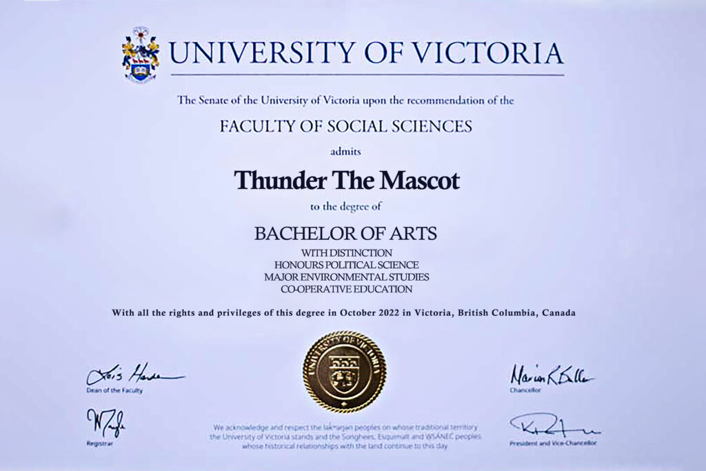 Authentic-Looking Fake Certificate From University Of Victoria (UVIC)