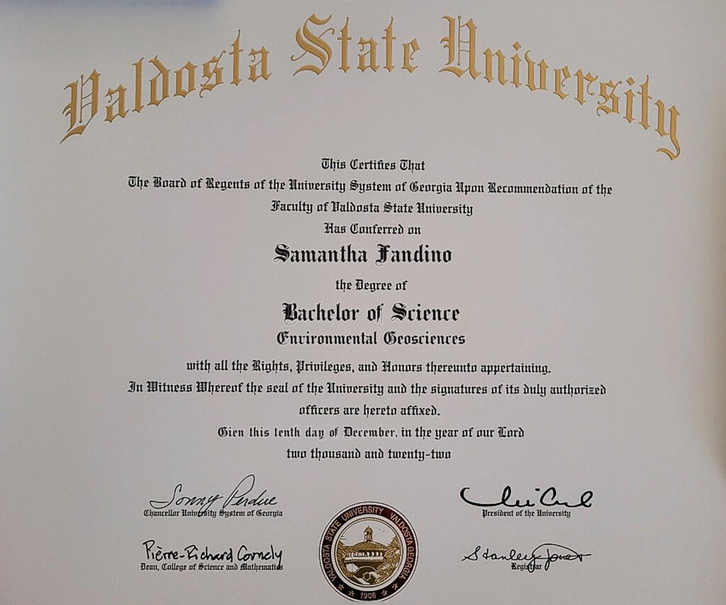 Authentic-Looking Fake Certificate From Valdosta State University