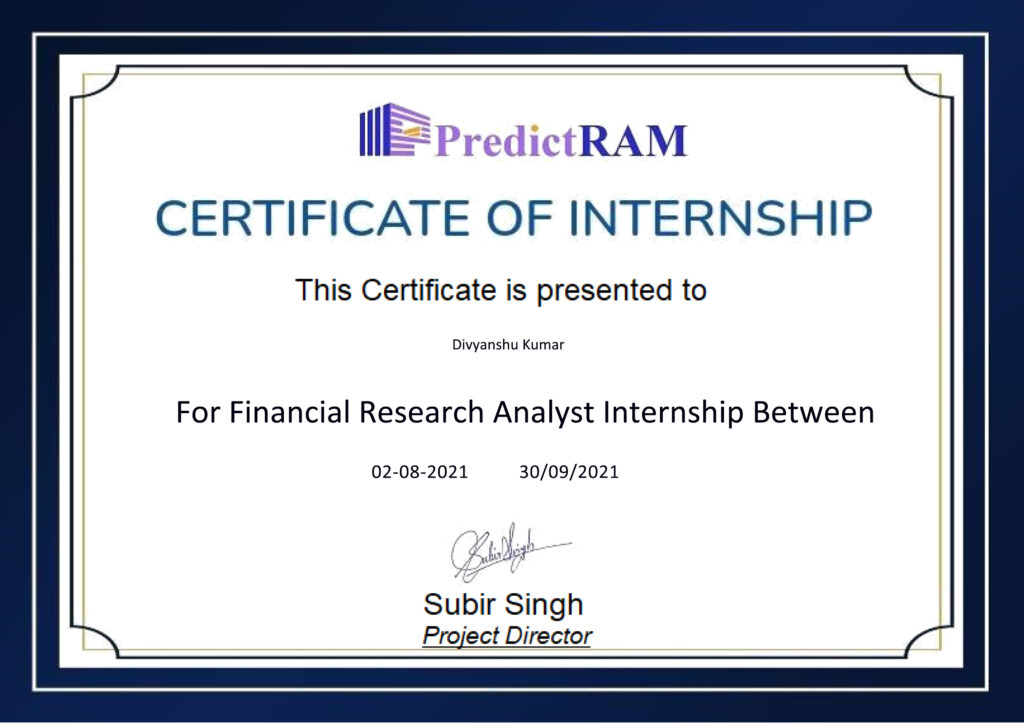 Stand Out With A Customizable PredictRAM Internship Certificate PSD ...