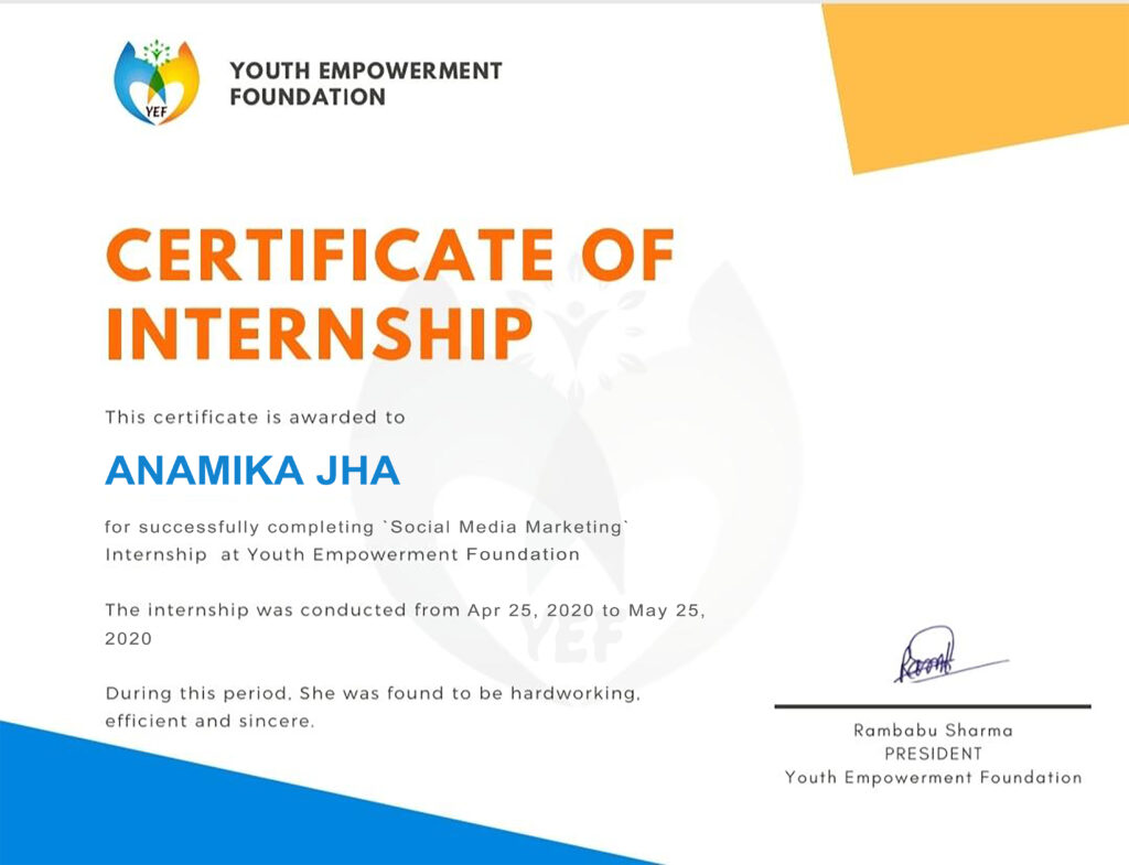 Stand Out With A Customizable Youth Empowerment Foundation Internship Certificate PSD Template