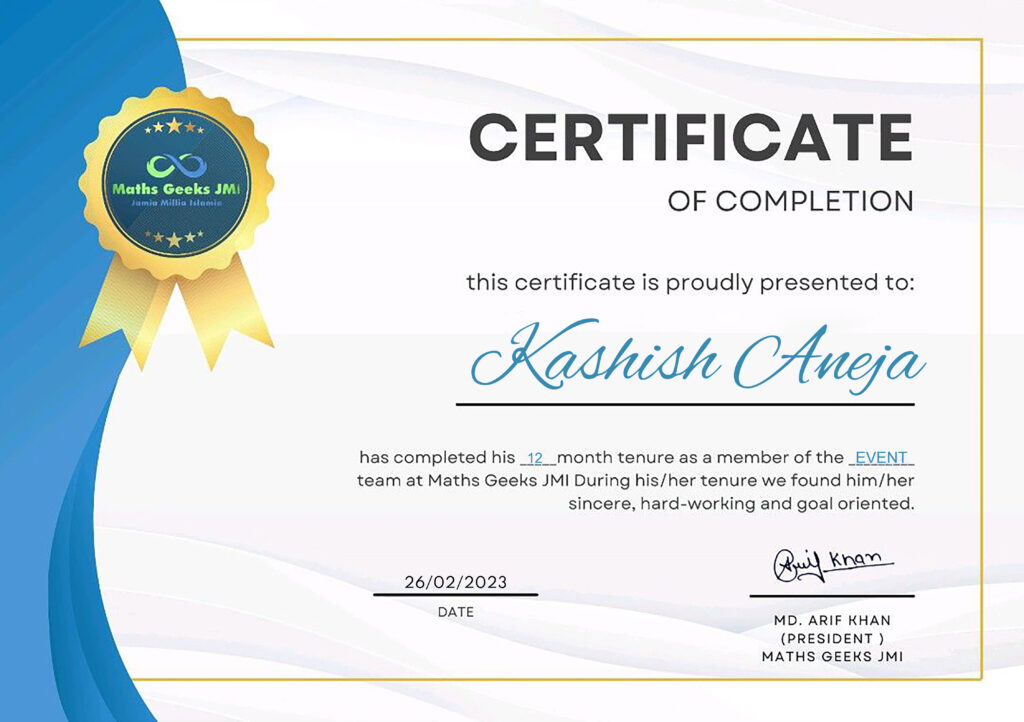 Stand Out With A Customizable Math Geek Jmi Internship Certificate PSD ...