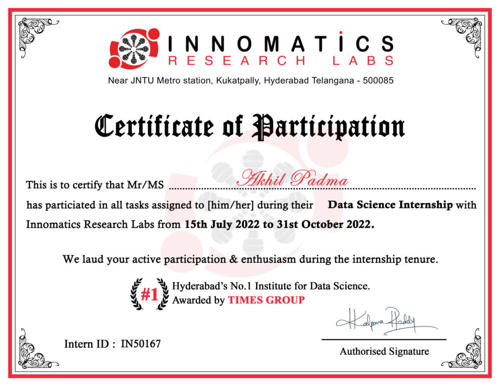 Stand Out With A Customizable Innomatics Research Labs Internship ...