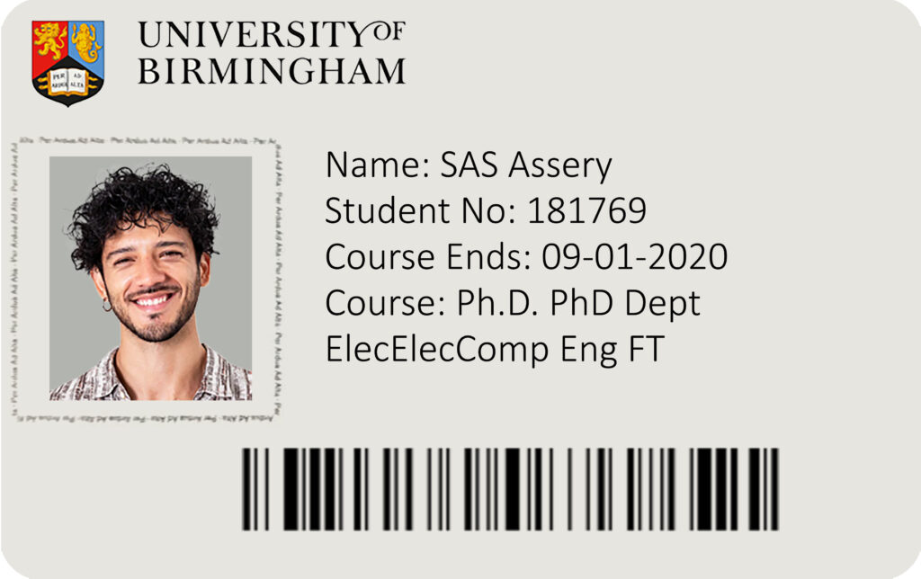 Create University Of Birmingham Student ID Cards With Fillable PSD ...