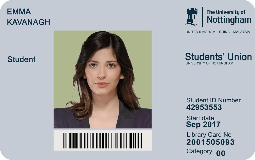 Create University Of Nottingham Student ID Cards With Fillable PSD ...