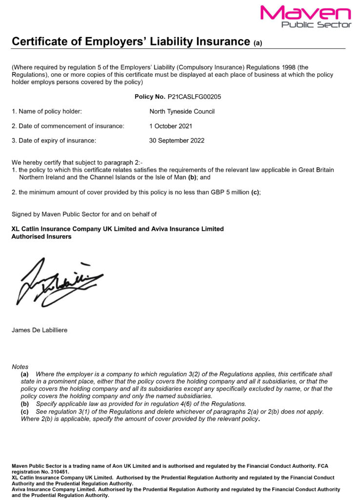 Customizable Fake Proof Of Maven Employer Liability Insurance