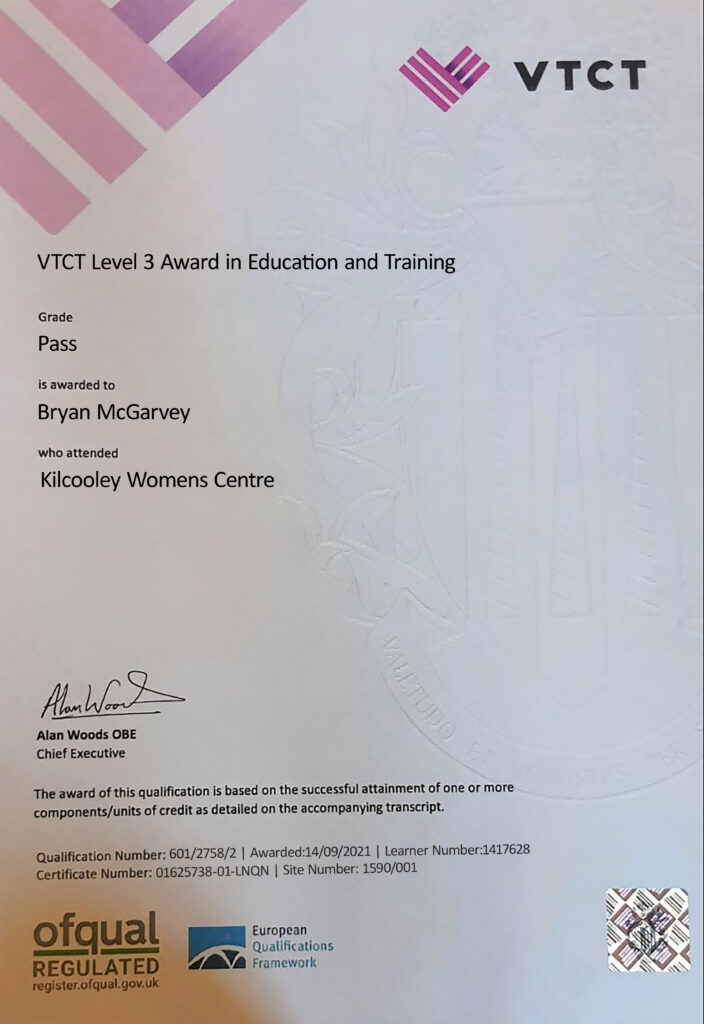 Fake Certificate From A VTCT University Template