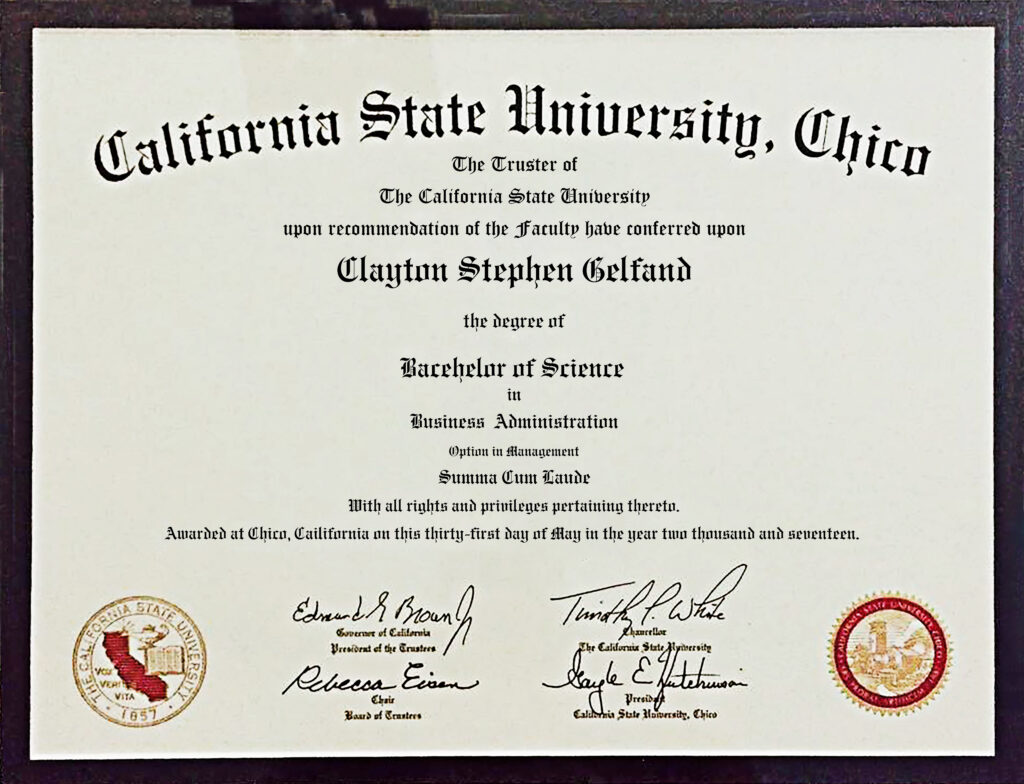Fake Certificate From California State University, Chico Template