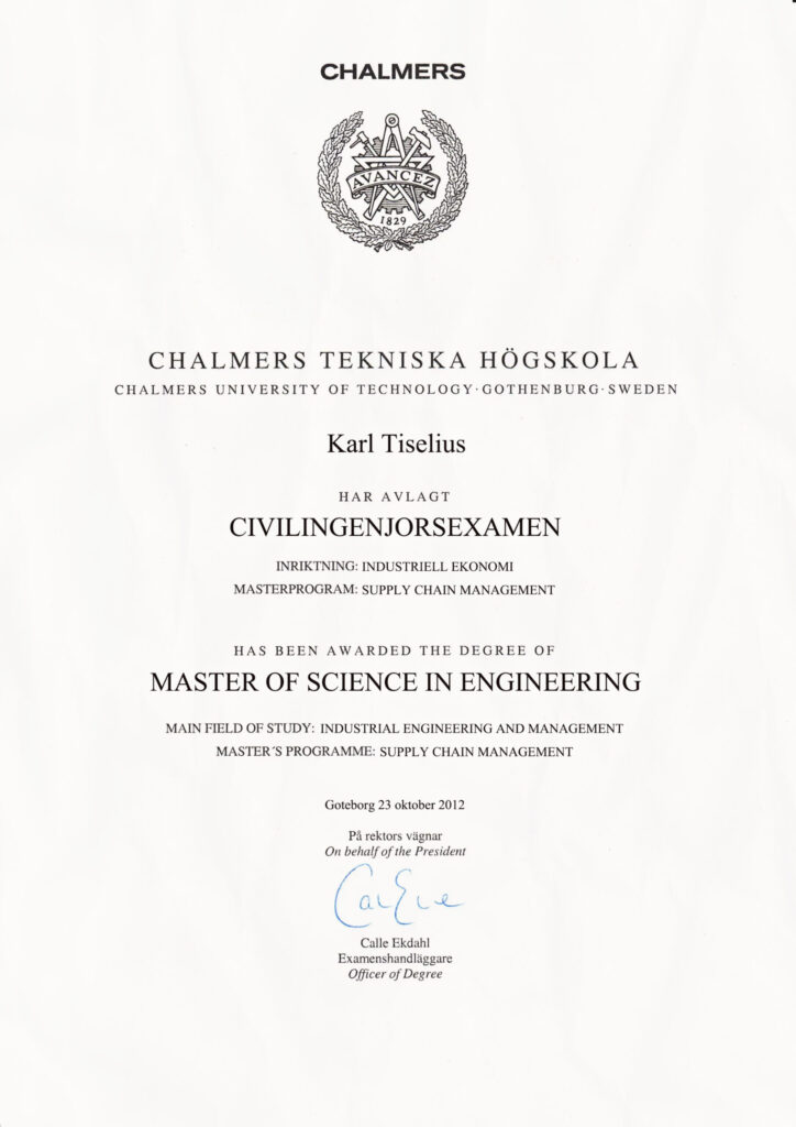 Fake Certificate From Chalmers University Of Technology Template