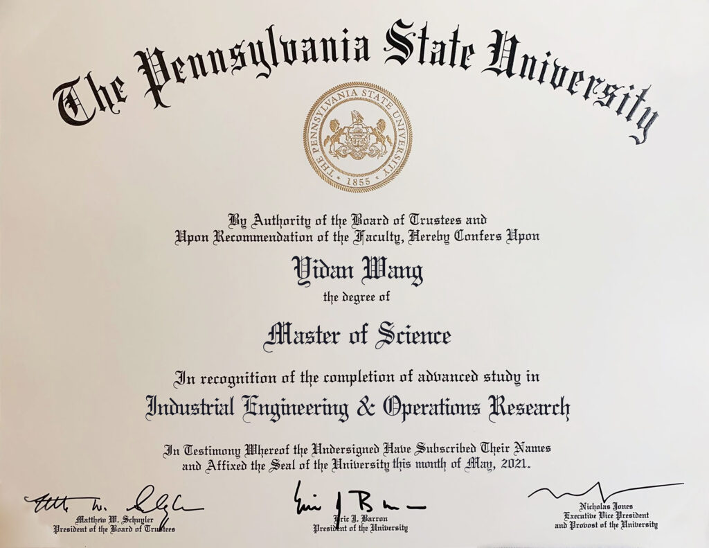 Fake Certificate From Pennsylvania State University Template