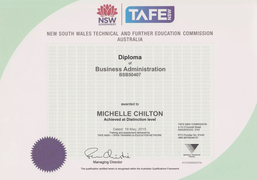 Fake Certificate From TAFE NSW University Template (version2)