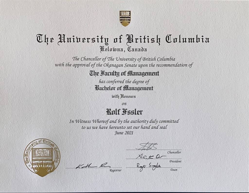 Fake Certificate From University Of British Columbia UBC Template