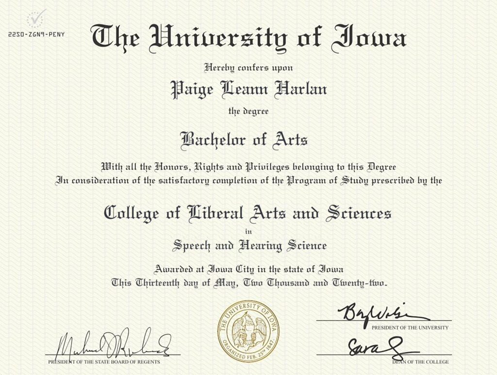 Fake Certificate From University Of Iowa Template
